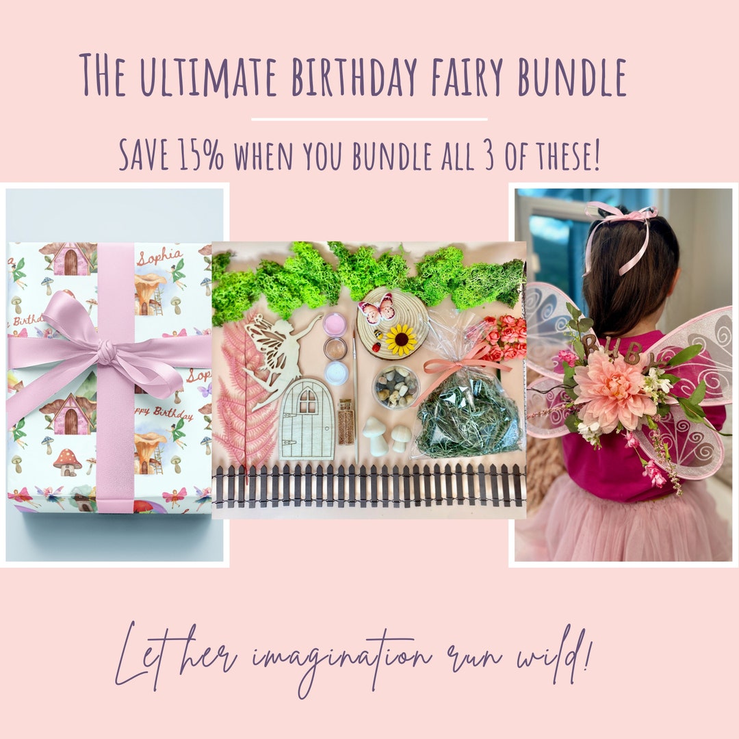 FAIRY BIRTHDAY BUNDLE With Fairy Wings, Fairy Garden Kit, and Custom ...