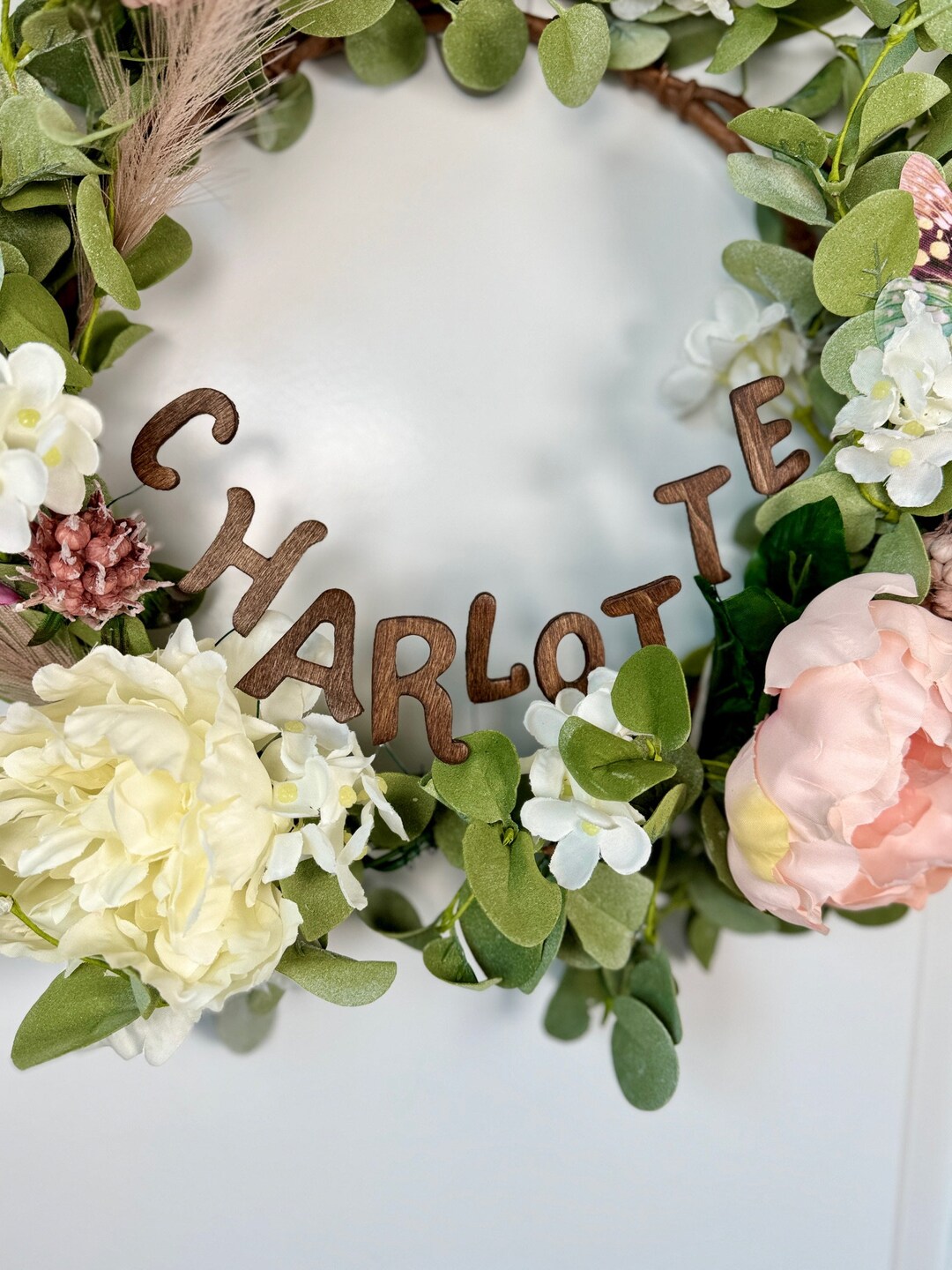 Wood Letters Custom Name Wreath Letters to Personalized Flower ...