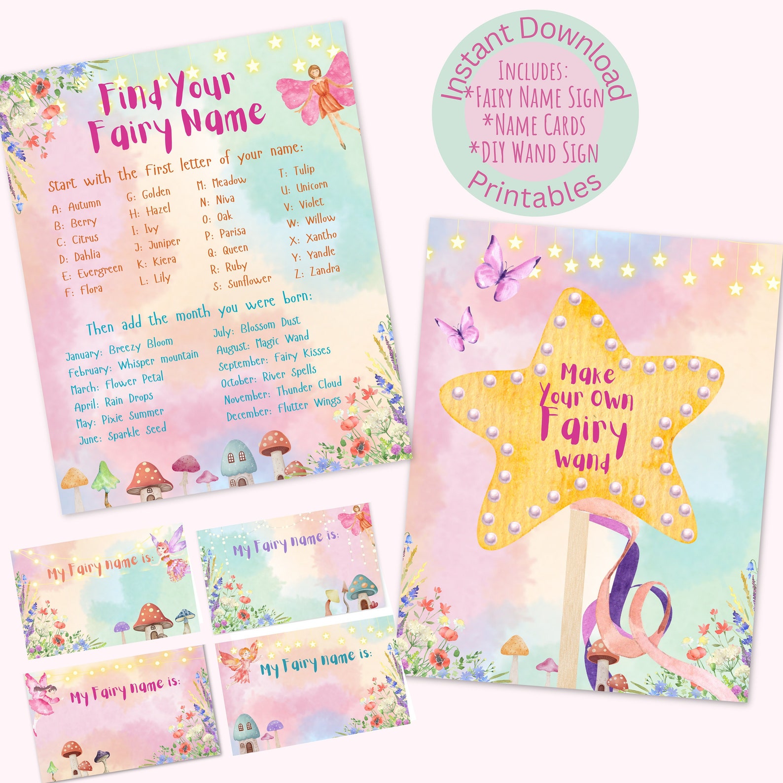Fairy Wand Craft Station Sign: Birthday Party Printable (digital ...