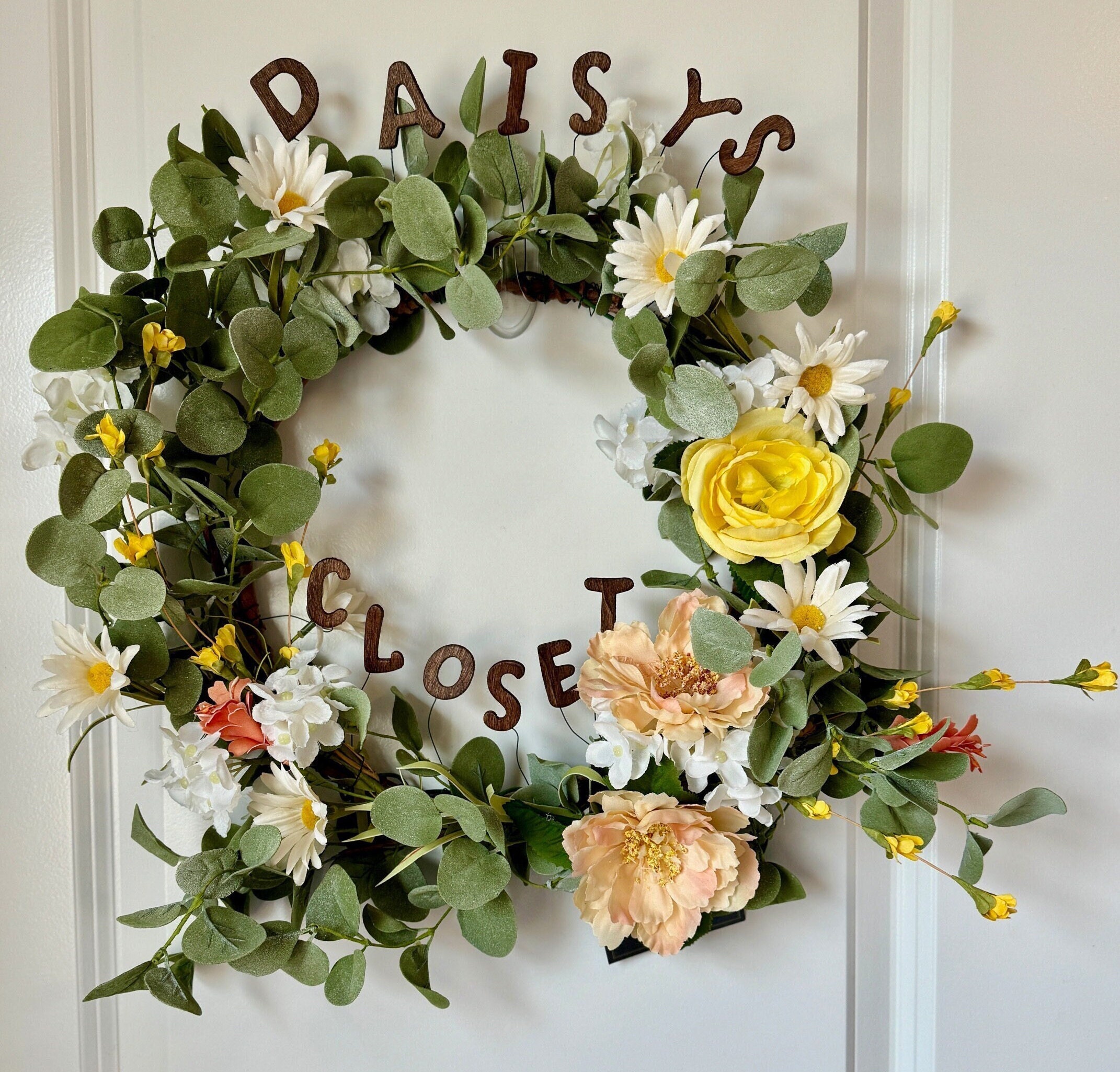 Wood Letters Custom Name Wreath Letters to Personalized Flower ...