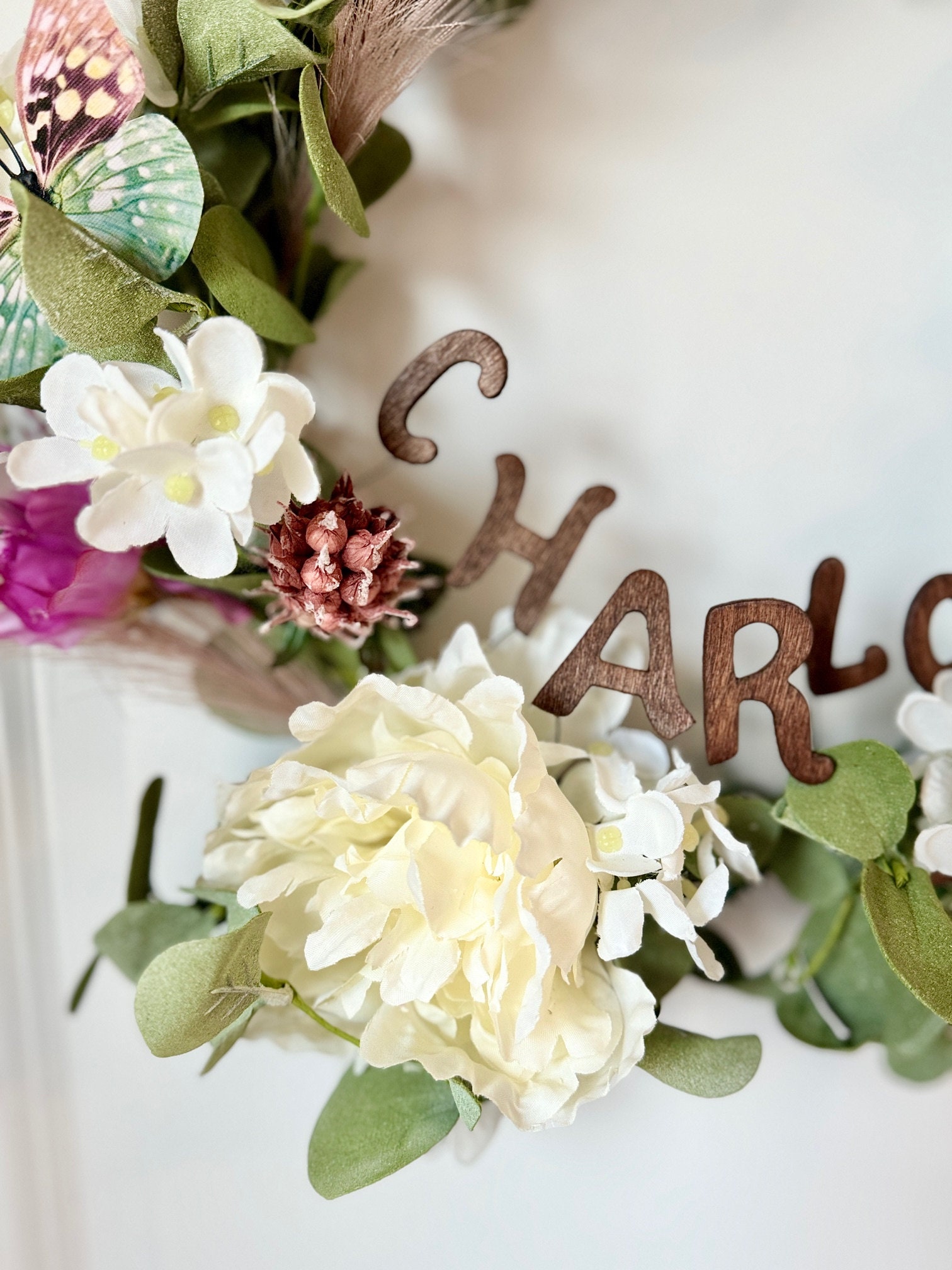 Wood Letters Custom Name Wreath Letters to Personalized Flower ...