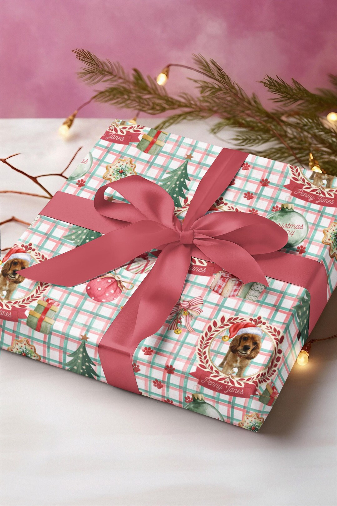 Custom Photo Pet Christmas Wrapping Paper Pet Lover Personalized Gift ...