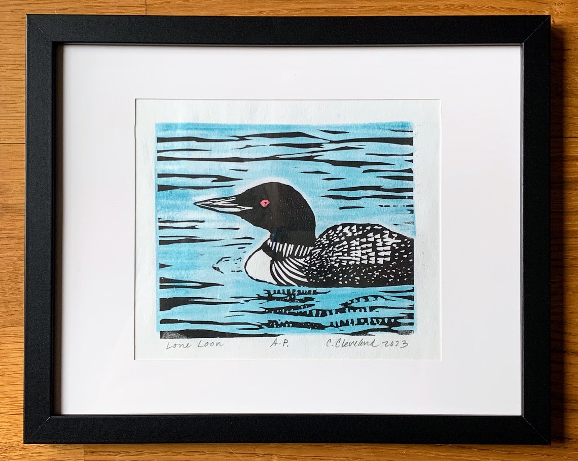 Lone Loon, Original Lino Cut Art - Etsy
