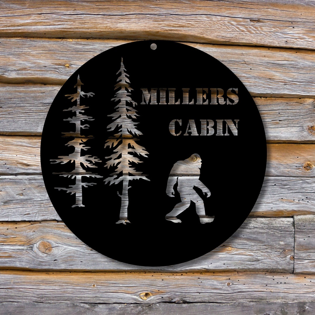 Personalized Metal Cabin Name Sign, Sasquatch Custom Metal Sign ...