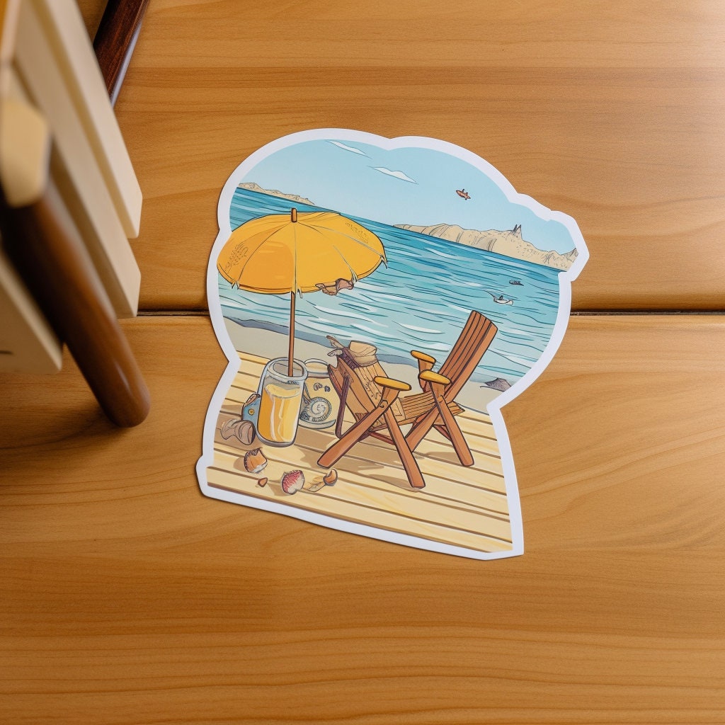 Beach View Stickers, Beach Print and Cut Digital PNG Sticker, 30 Beach ...