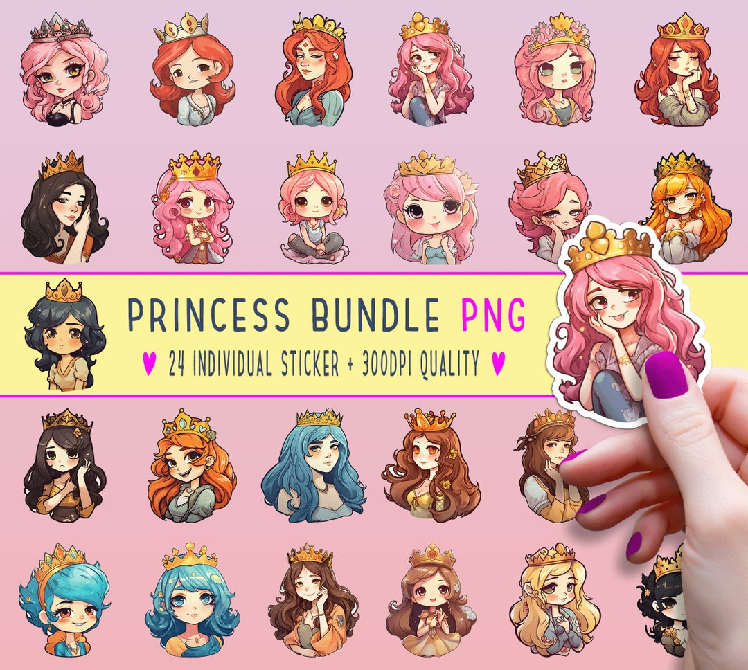Adorable Princess Stickers, Print & Cut - PNG, Sticker Download ...