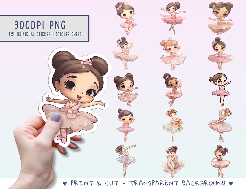 Adorable Ballet PNG Stickers, Sticker Png Bundle, Printable Stickers ...