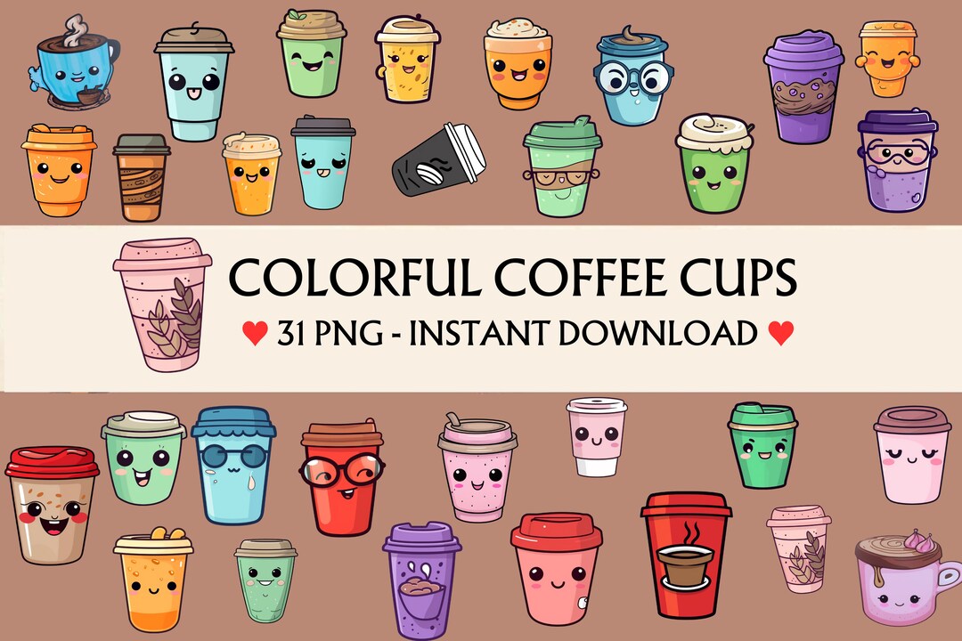 Colorful Coffee Cups Png, Coffee Bundle Png, Coffee Png , Coffee Png ...