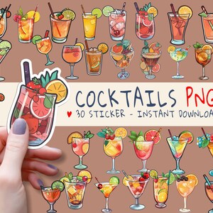 Cocktail Sticker, Cocktail Sticker Png, Drinks Sticker, Drink Sticker ...