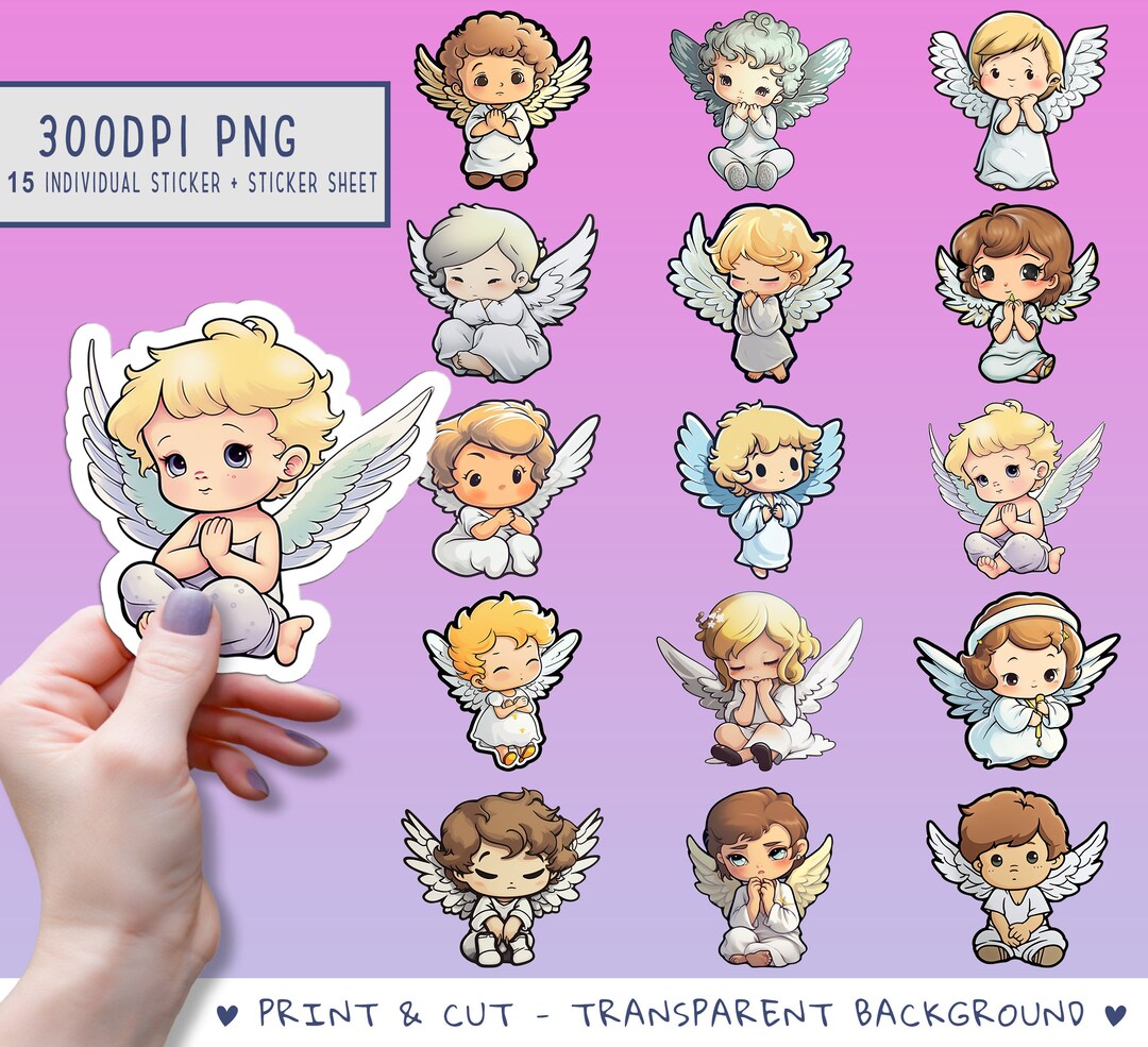 Little Angels Print and Cut Stickers, Sticker Png, Printable Stickers ...