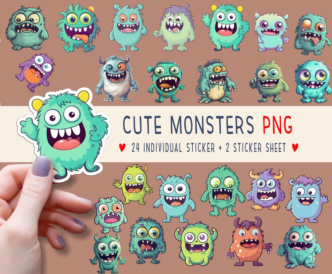 Cute Monsters Print and Cut Stickers, Sticker Bundle, Printable ...