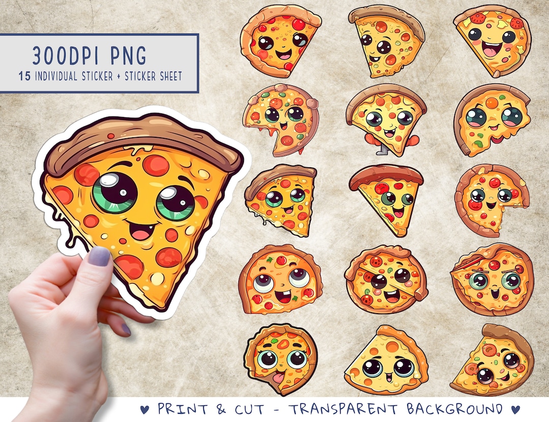 Cute Pizza Sticker Bundle PNG Stickers Sticker Png Bundle Printable ...