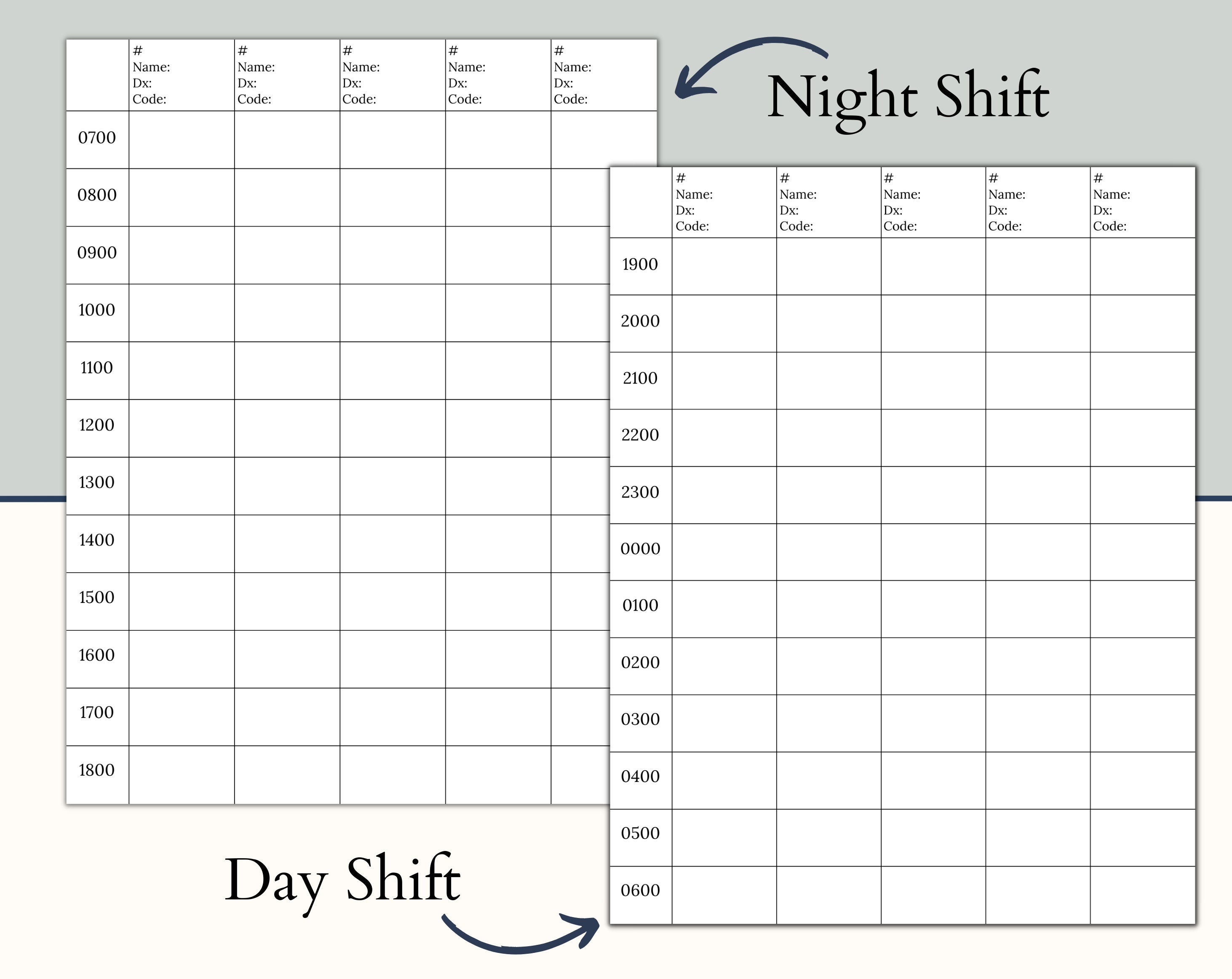 Nurse Shift Organizer | Hourly Nursing Schedule | RN Brain | Nurse Brain | 12 Hr Shift Organizer ...