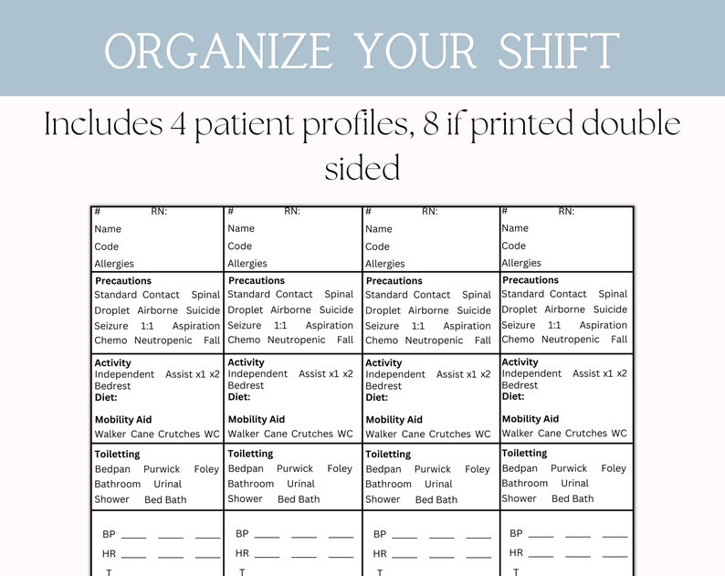 Vital Signs Report Sheet: Nursing Student Template (PDF) - Etsy