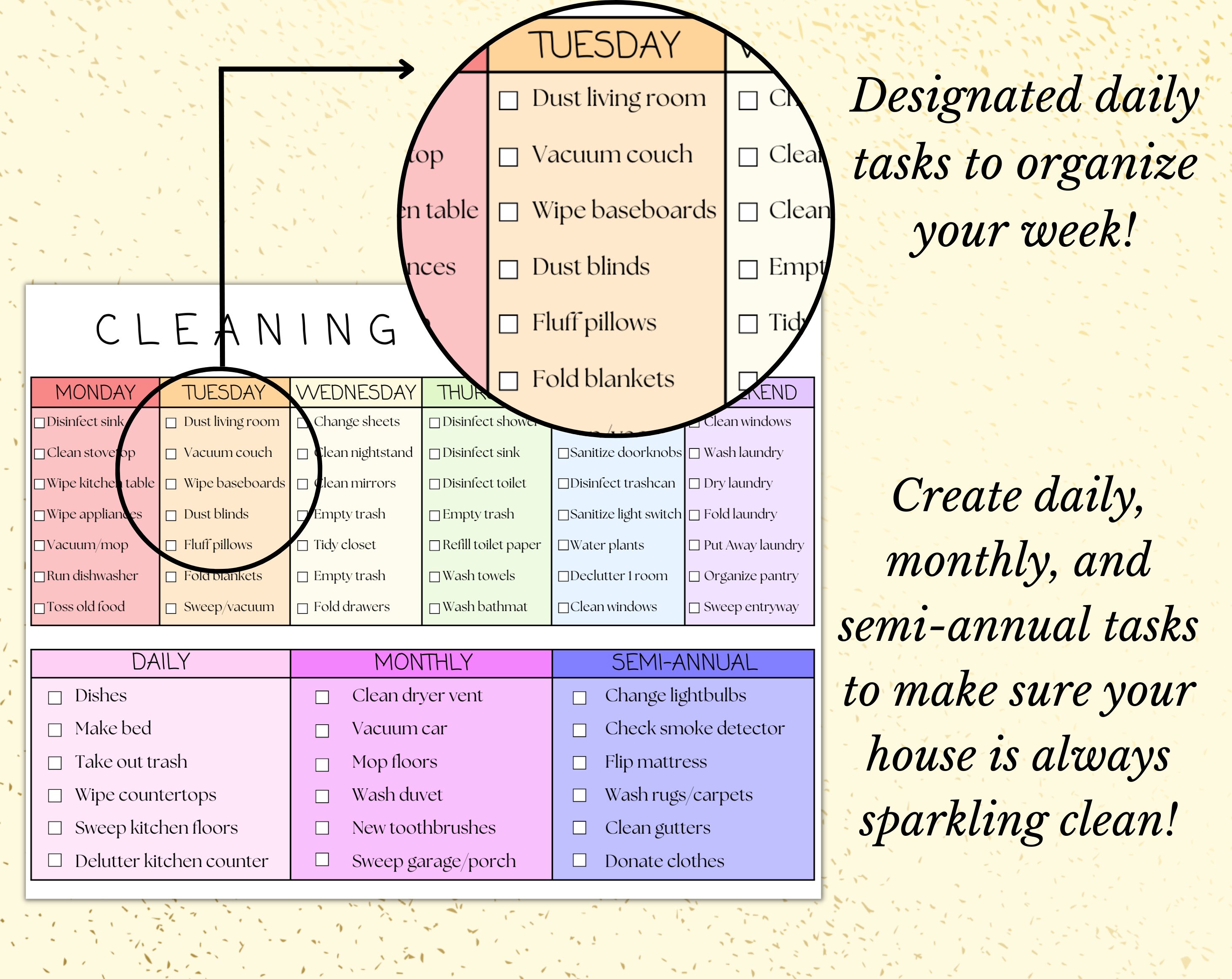 Cleaning Schedule - Family Chore Chart - Cleaning Checklist - Chore ... Cleaning Schedule - Family Chore Chart - Cleaning Checklist - Chore ...