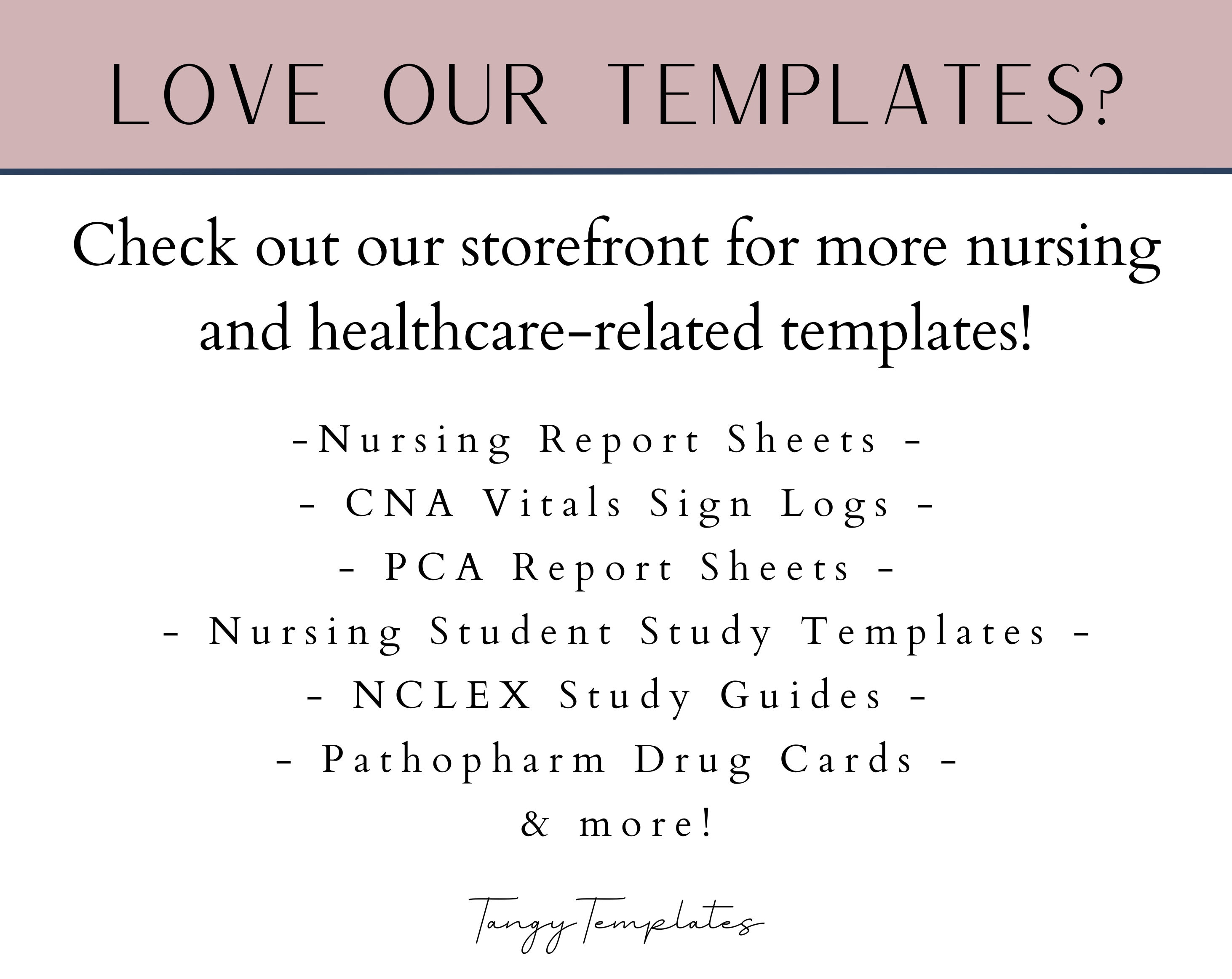 CNA Report Sheet | PCT Report Sheet | Vital Signs Sheet | Nursing ...