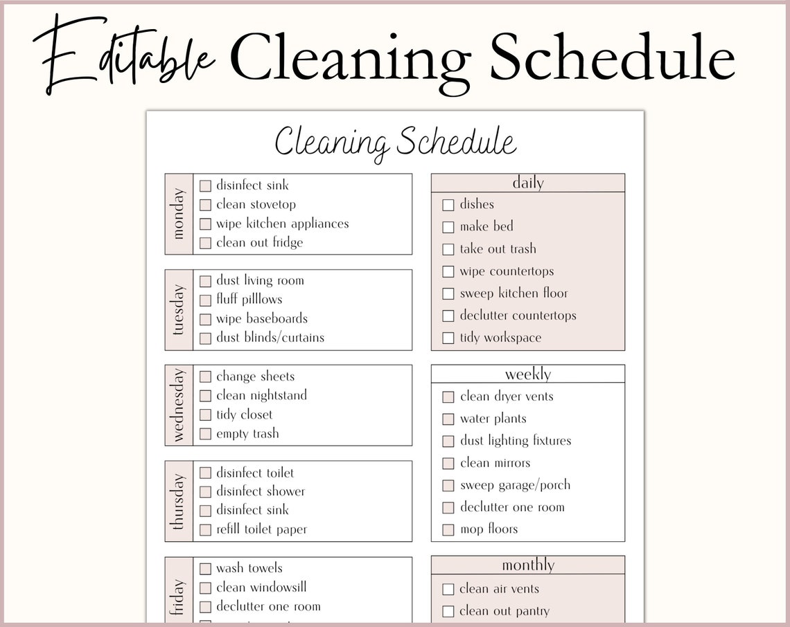 Cleaning Schedule Cleaning Checklist ADHD Cleaning Family Chore Chart ...
