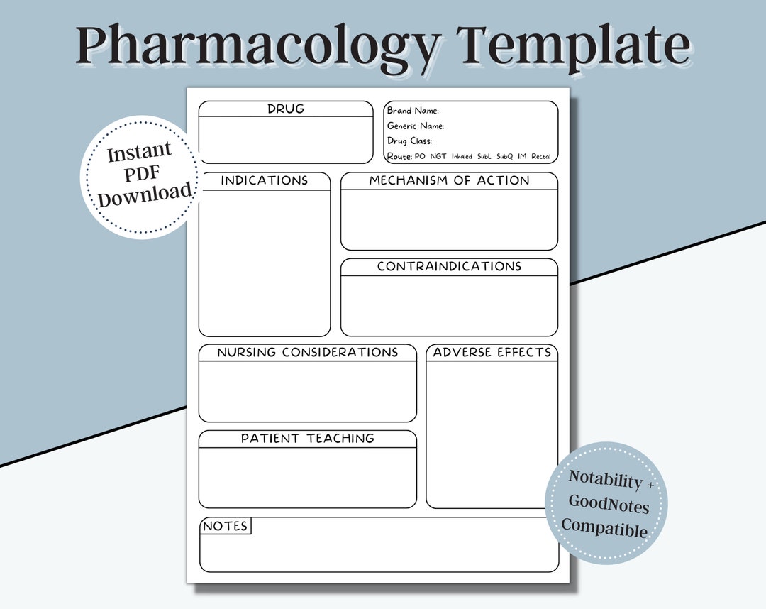 Nursing Drug Card Template Nursing Notes Nursing Concept - Etsy