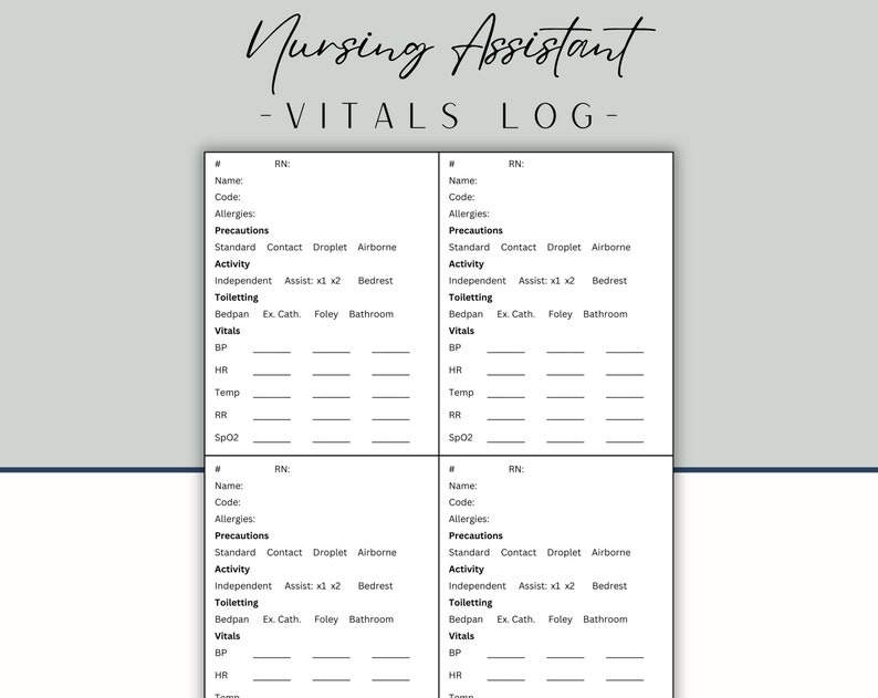 CNA Report Sheet | PCT Report Sheet | Nursing Assistant Report | Vital ...