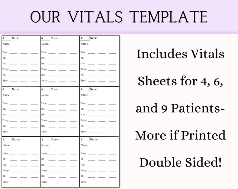 Nurse Report Sheet Bundle: Vital Signs Tracker (PDF Digital Download ...
