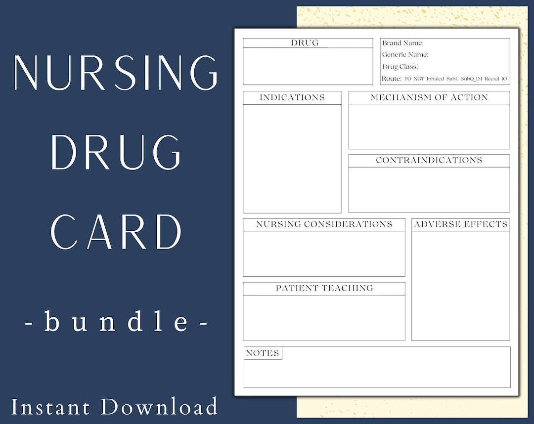 Nursing Drug Card Template Nursing Notes Pharmacology - Etsy