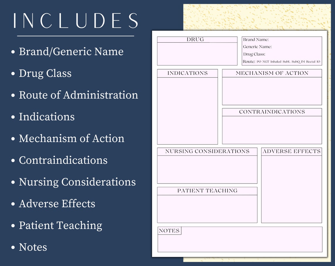 Nursing Drug Card Template Nursing Notes Pharmacology Notes Nursing ...