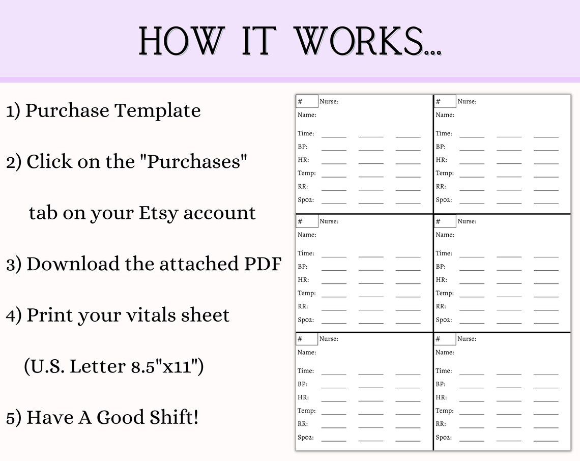 Nurse Report Sheet Bundle: Vital Signs Tracker (PDF Digital Download ...
