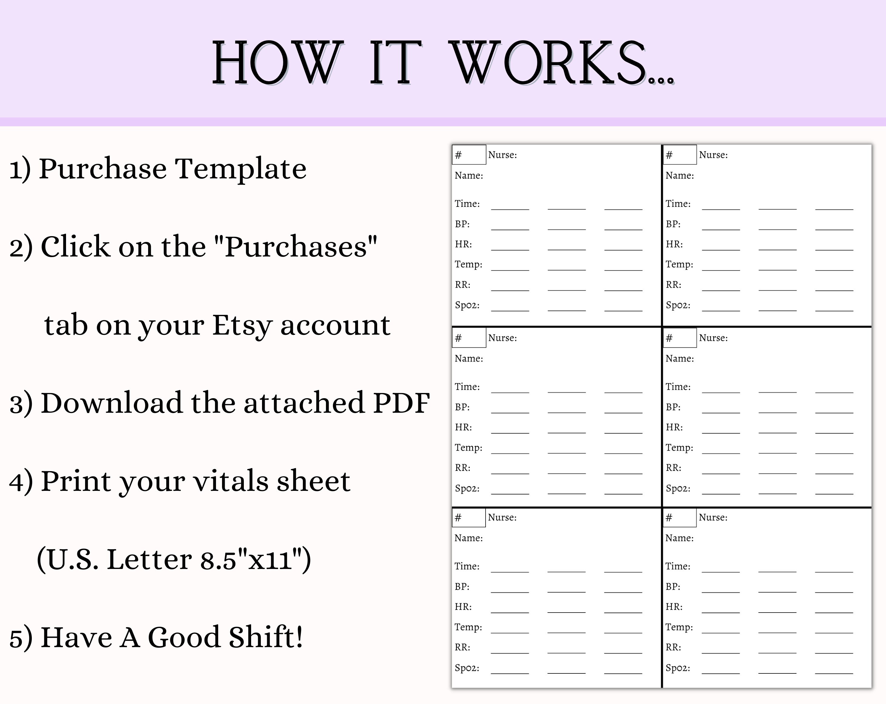 Nurse Report Sheet Bundle: Vital Signs Tracker (PDF Digital Download ...