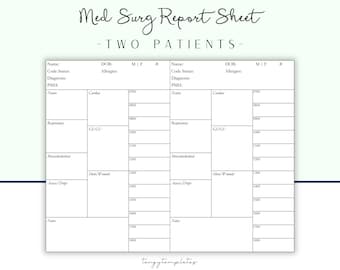 NURSE ROUNDS Report Sheet - Etsy