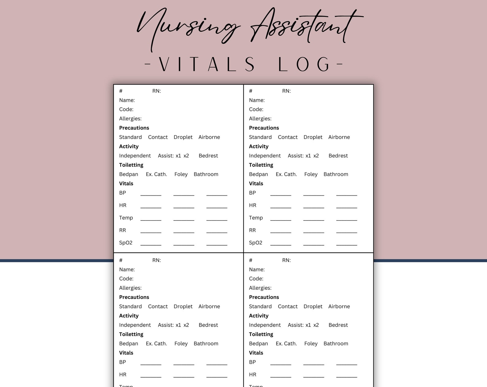 CNA Report Sheet PCT Report Sheet Vital Signs Sheet Nursing Assistant ...