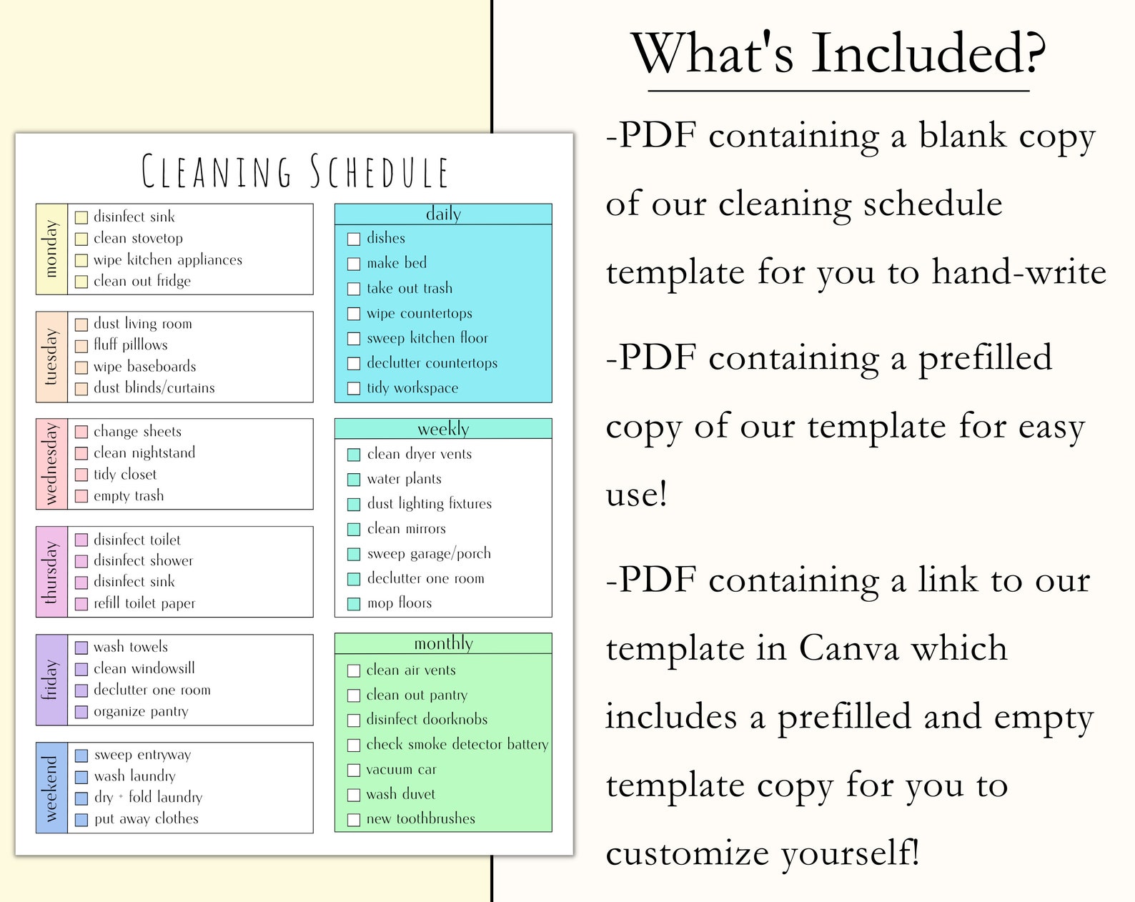 Cleaning Schedule Cleaning Checklist Family Chore Chart Adult Chore ...