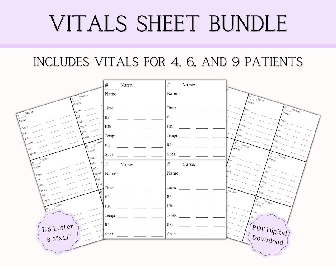 Nurse Report Sheet Bundle: Vital Signs Tracker (PDF Digital Download ...