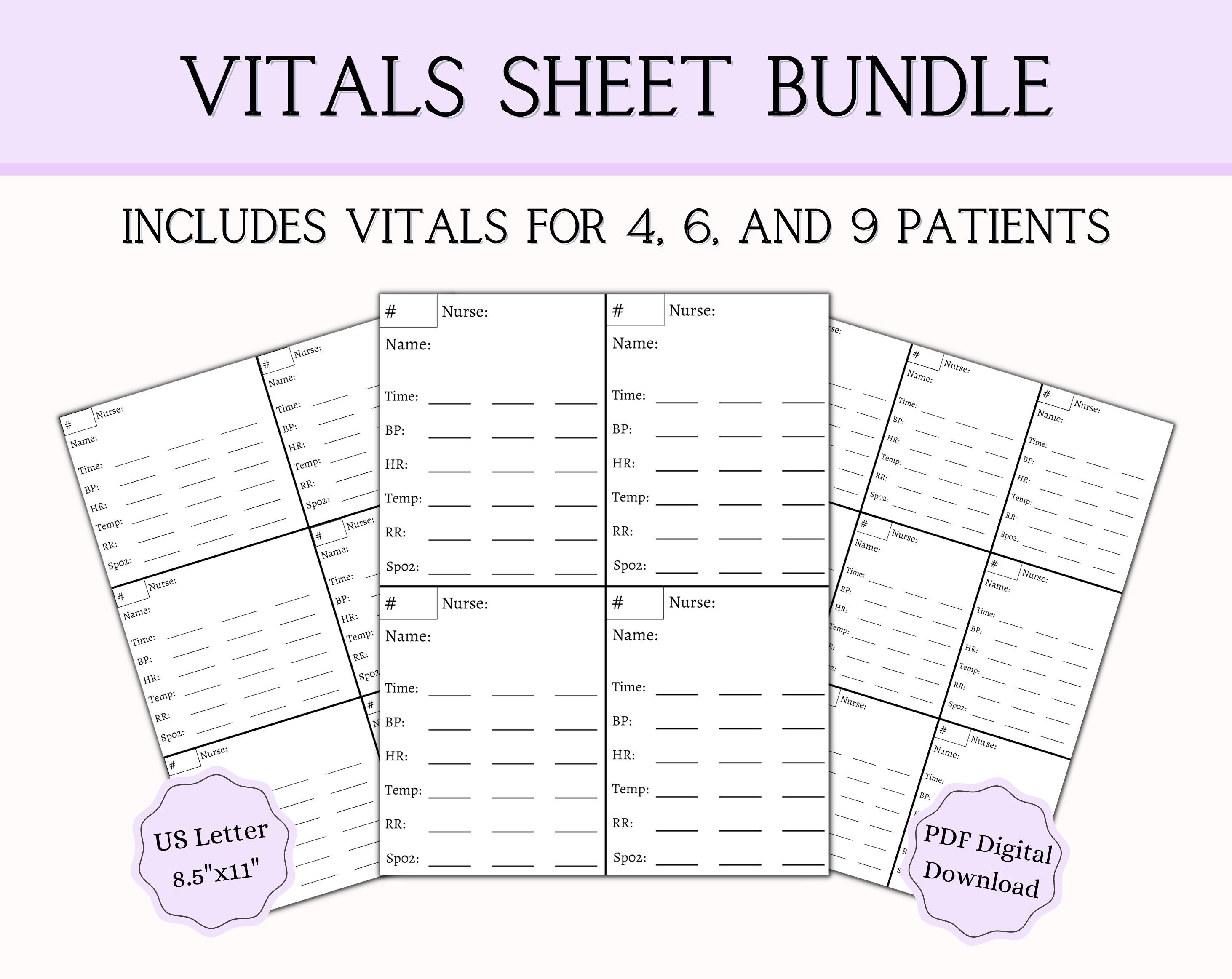 Nurse Report Sheet Bundle: Vital Signs Tracker (PDF Digital Download ...
