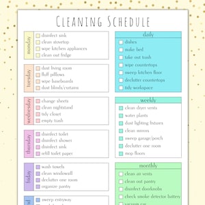 Cleaning Schedule Cleaning Checklist Family Chore Chart Adult Chore ...