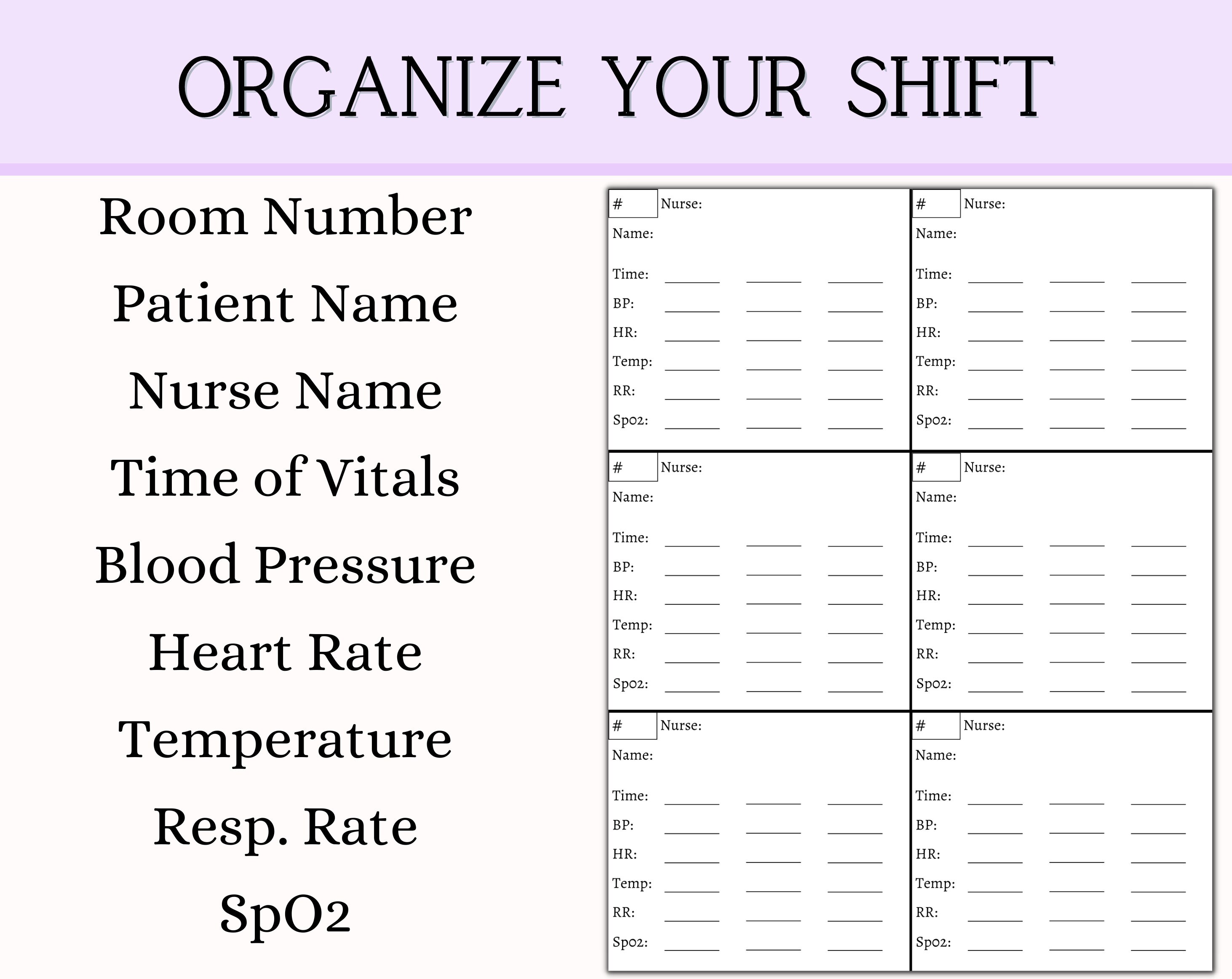 Nurse Report Sheet Bundle: Vital Signs Tracker (PDF Digital Download ...