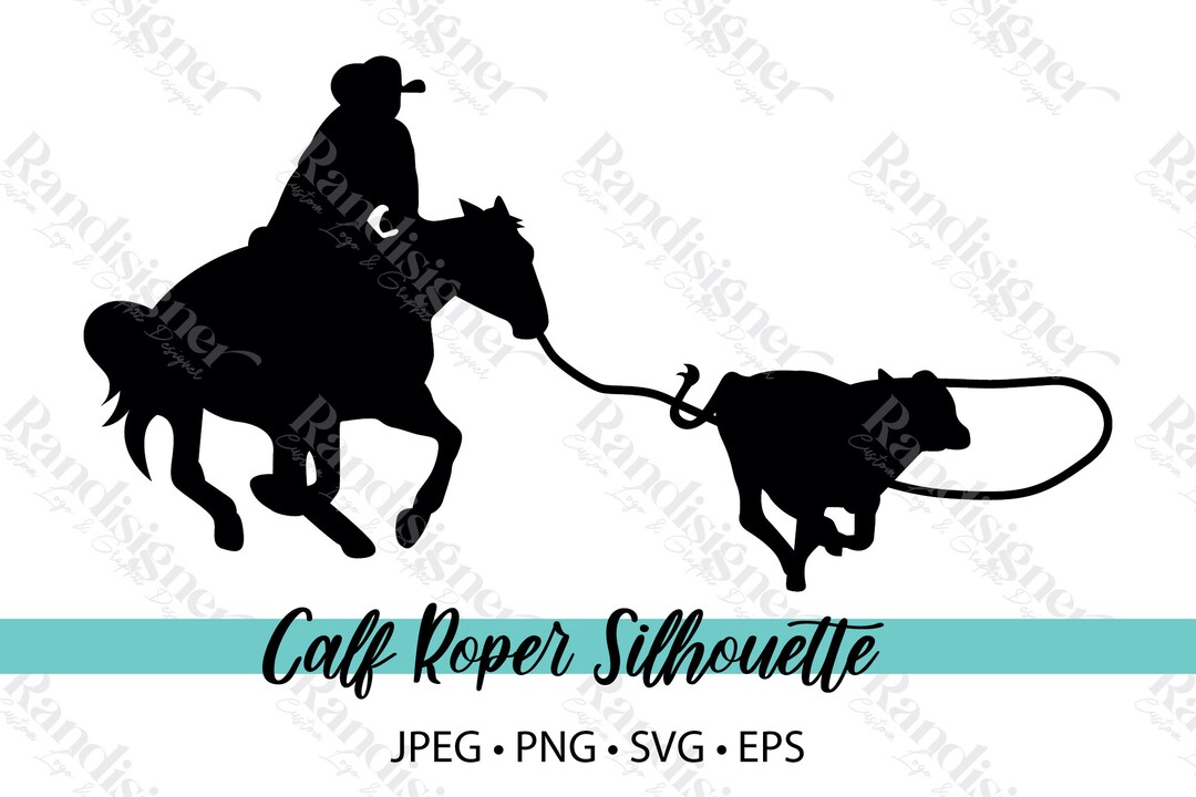 Calf Roper Silhouette PNG SVG - Etsy