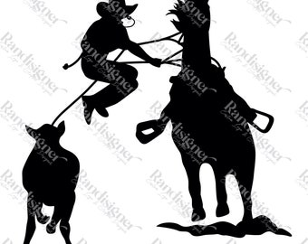 Rodeo Svg Calf Roping Png Calf Roper Clipart Rodeo Dxf - Etsy