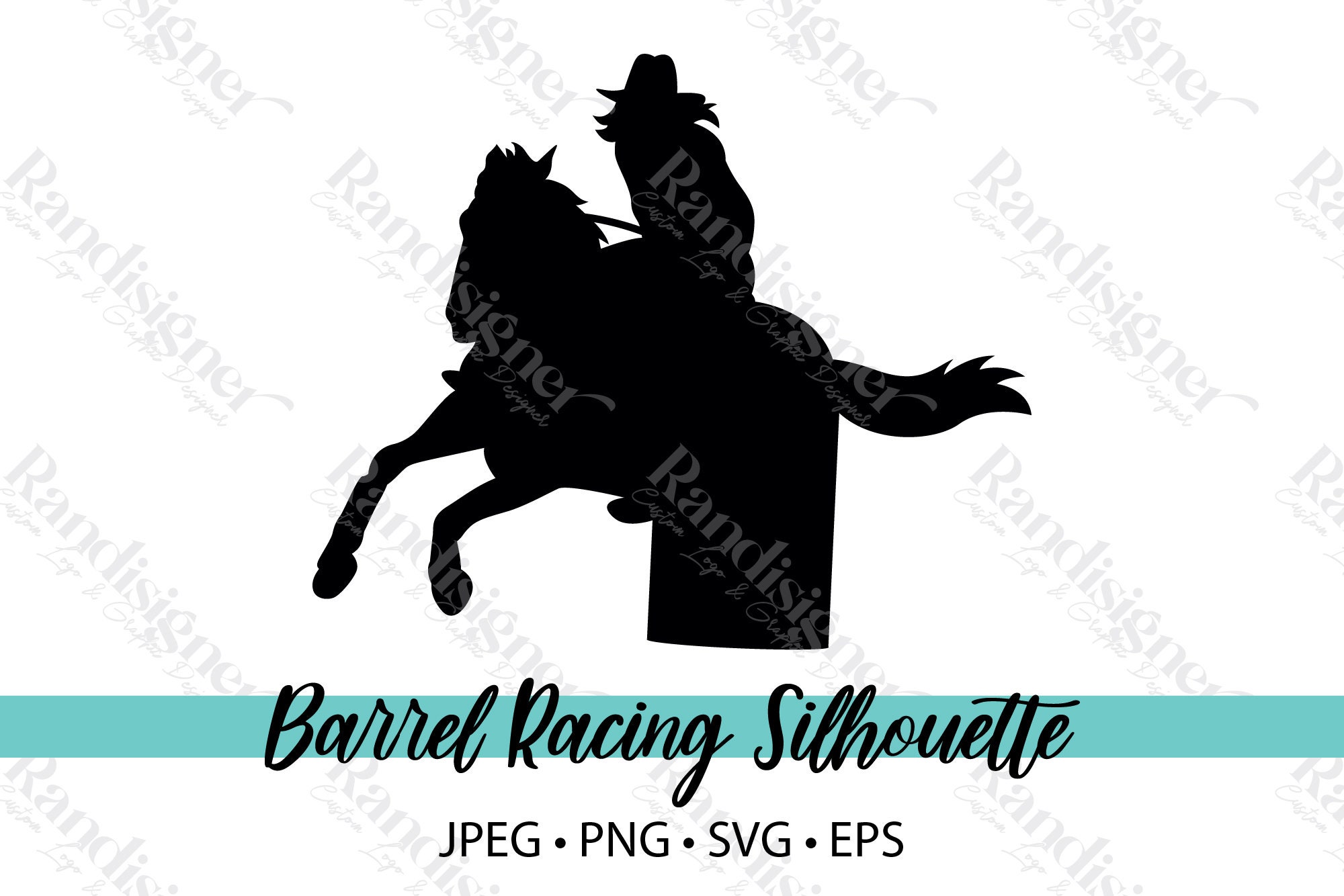 Rodeo Barrel Racer Silhouette PNG SVG - Etsy
