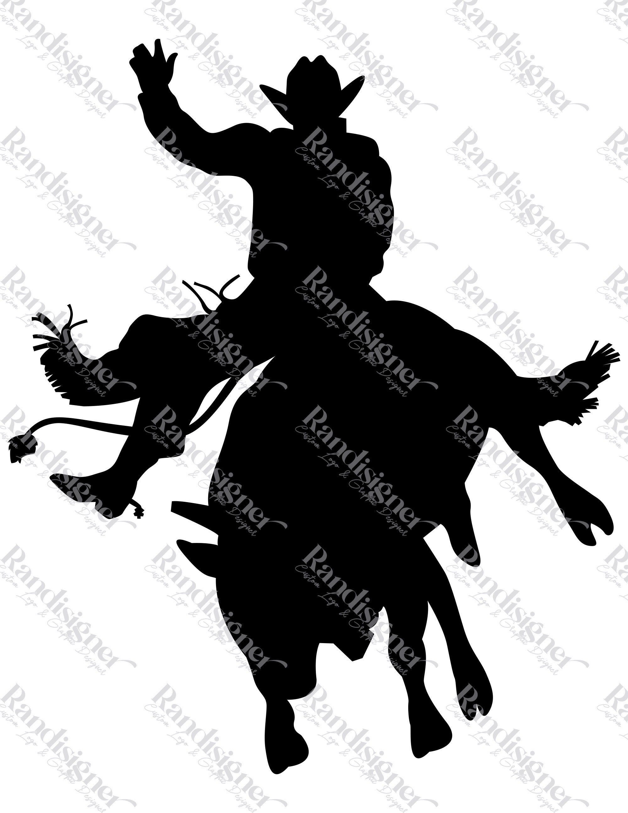 Bull Rider Rider Silhouette PNG SVG - Etsy