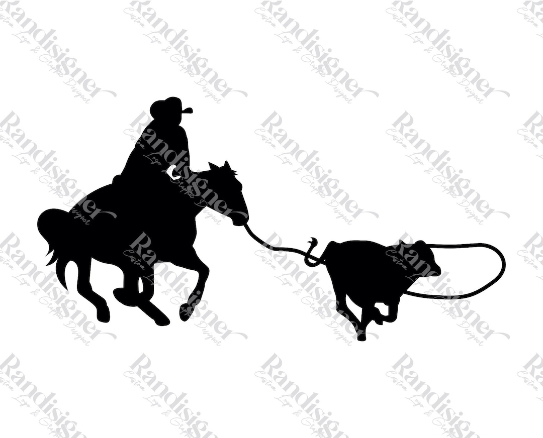 Calf Roper Silhouette PNG SVG - Etsy