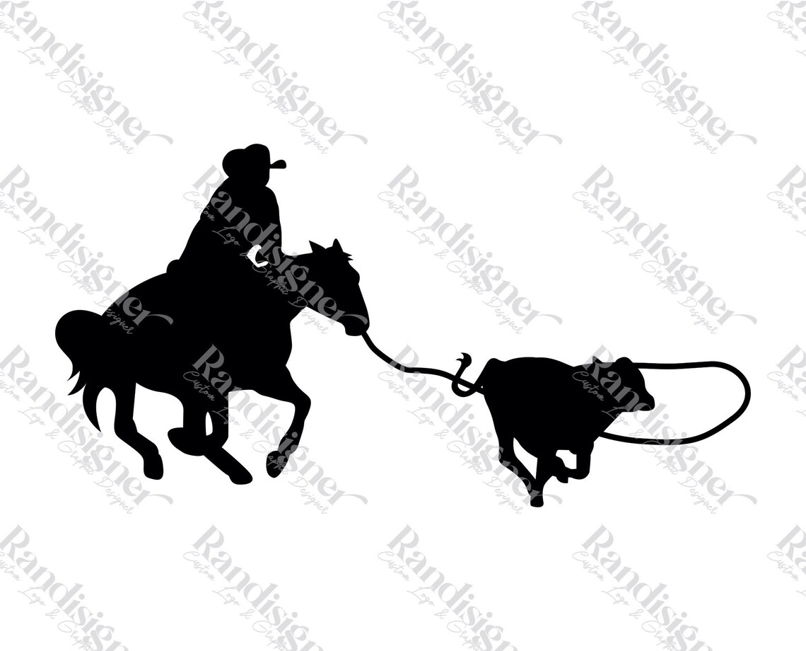 Calf Roper Silhouette PNG SVG - Etsy