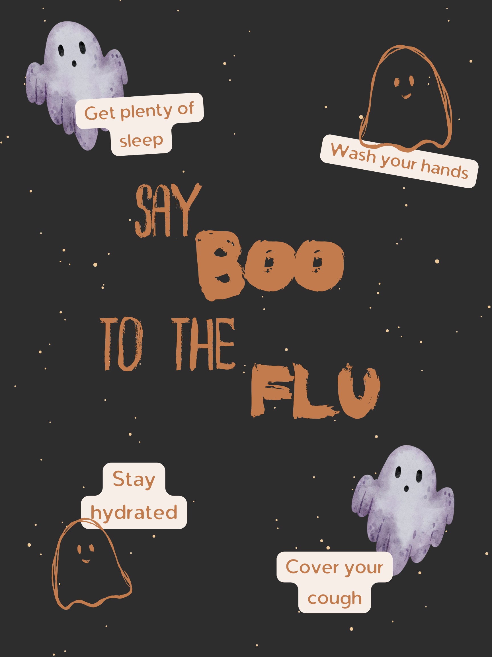 Cute "say Boo to the Flu" Classroom Poster; Printable; Digital Download ...