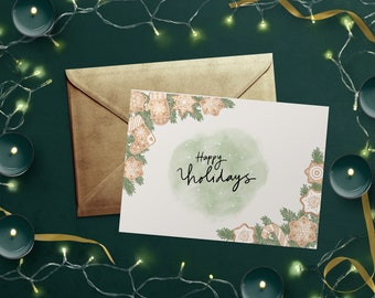 Printable Christmas Card / Happy Holidays Flourishes / Hand Lettering ...