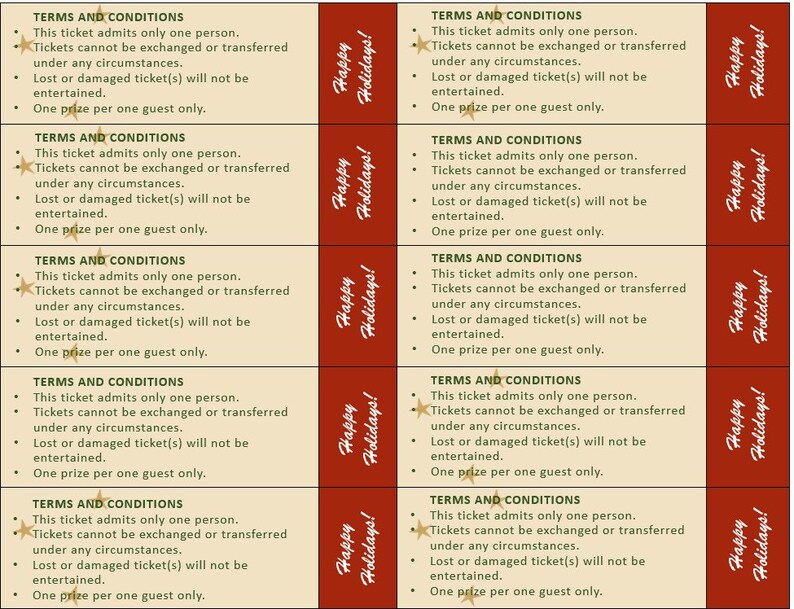 Printable Holiday Raffle Tickets, Christmas Raffle Ticket Template ...