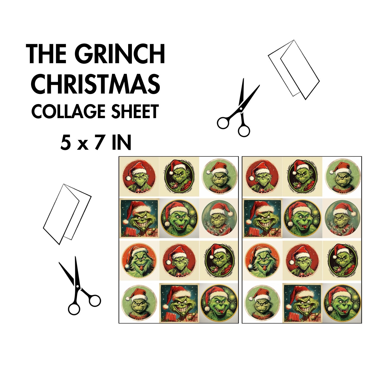 The Grinch Collage Sheet Christmas Collage Sheet Digital - Etsy