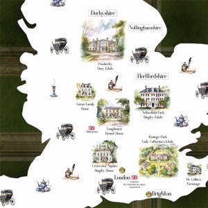 Pride and Prejudice Locations Map Poster 5 Sizes - Etsy