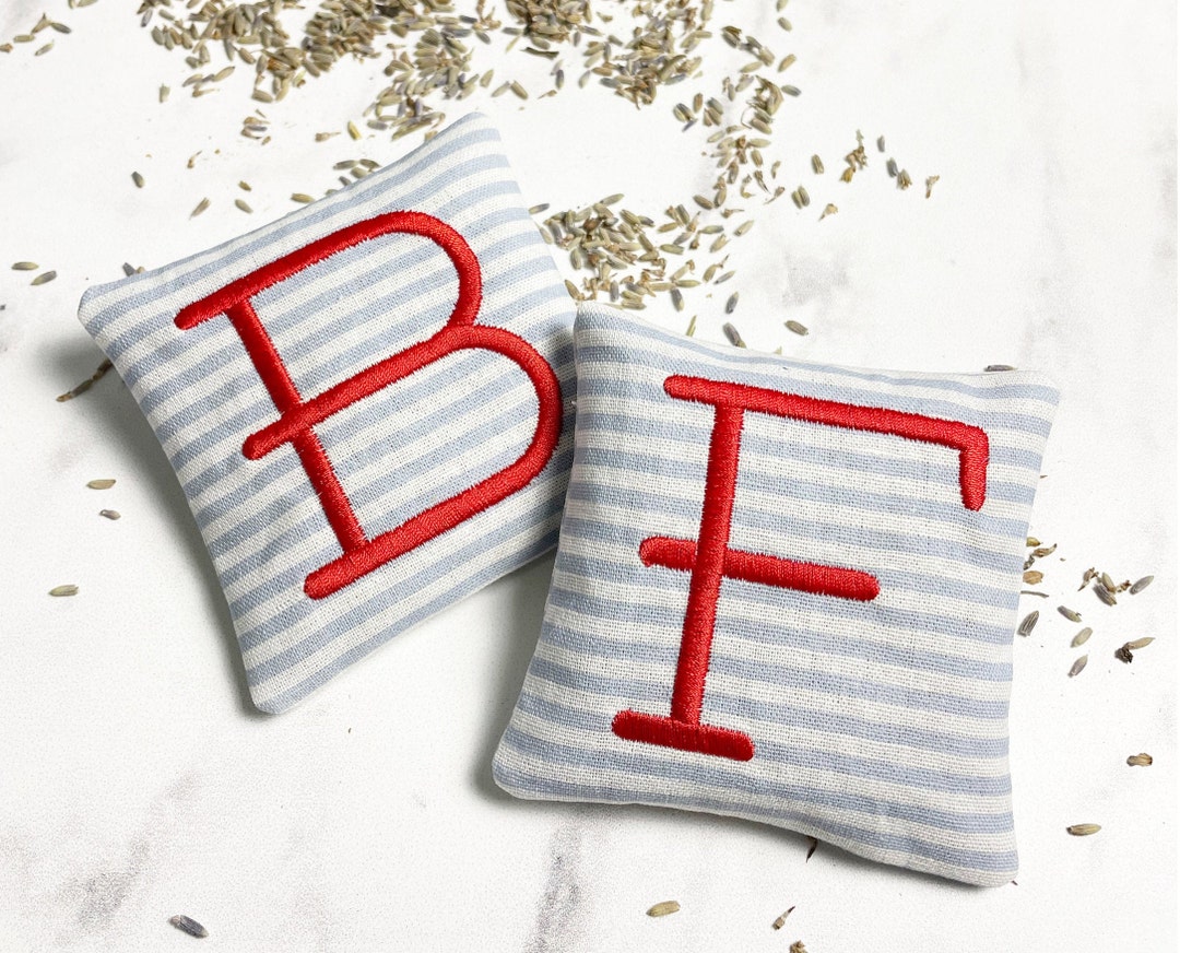 Personalized Dried Lavender Sachet, Blue & White Stripe Linen Blend ...