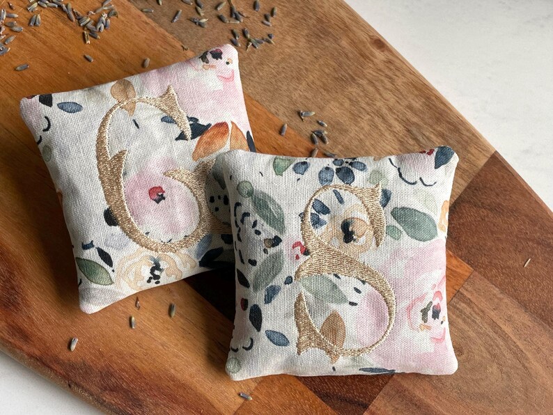 Personalized Lavender Sachet With Custom Initial, Embroidered in Gold ...