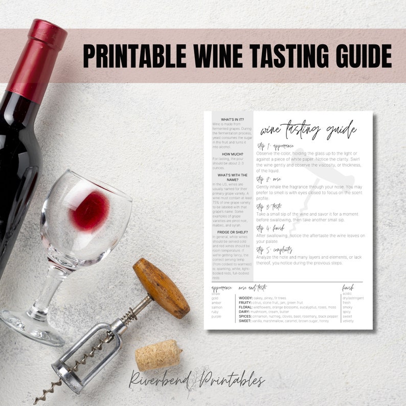 Wine Tasting Guide. Instant Download Printable. Tasting Party Notes ...