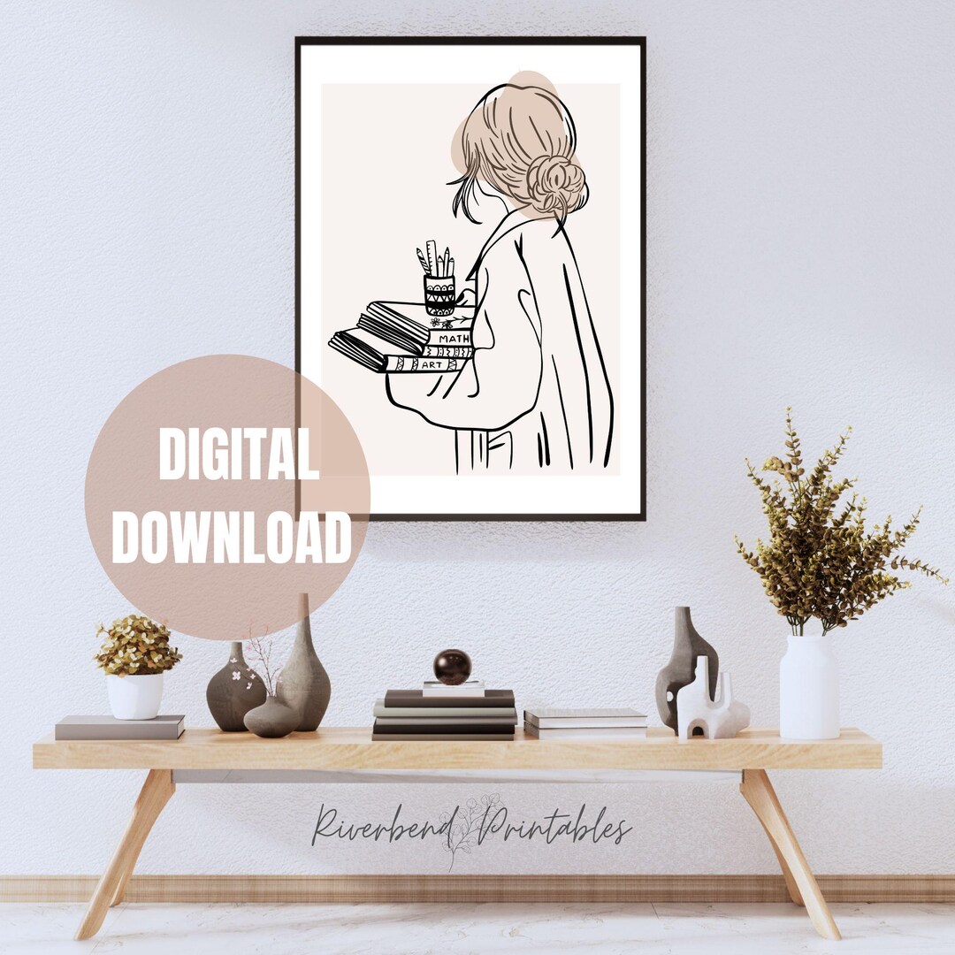 Bookish Printable Wall Art, Minimalist Home Decor, Neutral Boho Decor ...